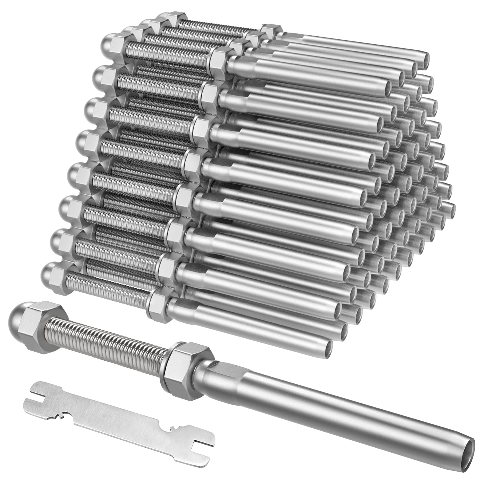 BLIKA 60 Pack 3/16" Cable Railing Swage Threaded Stud Tension End ...