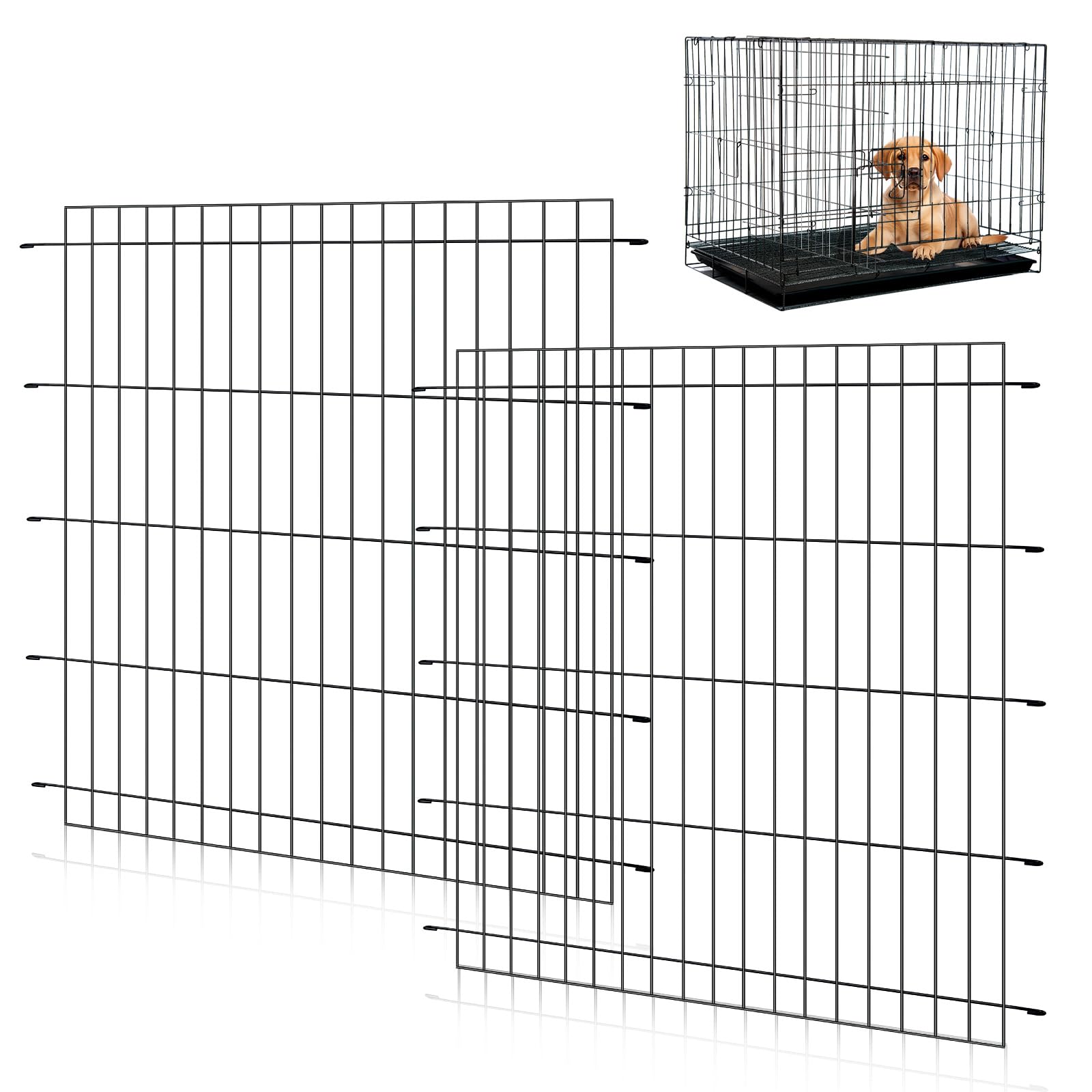 Tandefio 2 Pcs Dog Crate Divider Panel Metal Pets Divider Panel Dog ...