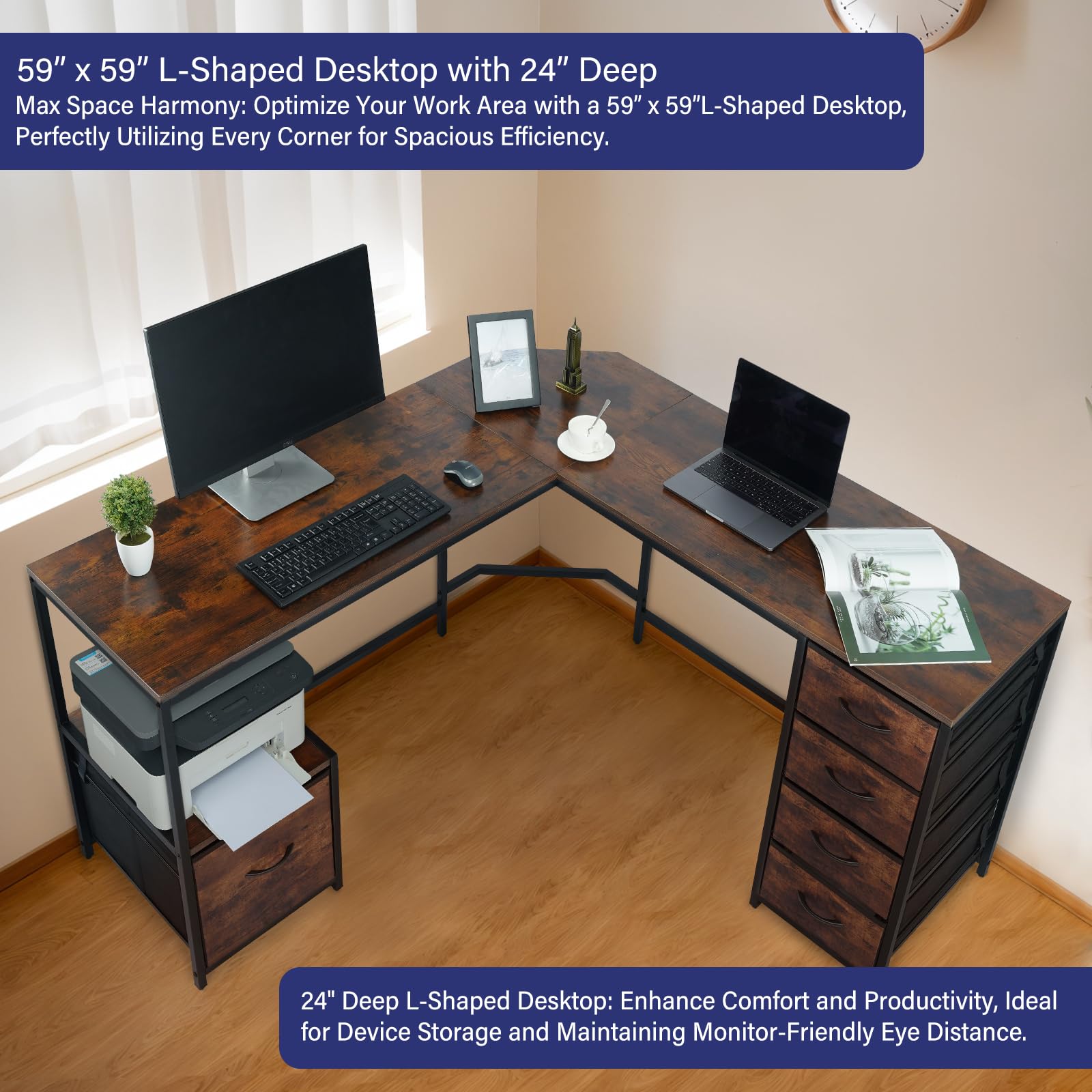 Mua TOPSKY L-Shaped Desk Corner Computer Desk with 18.9" Depth ...