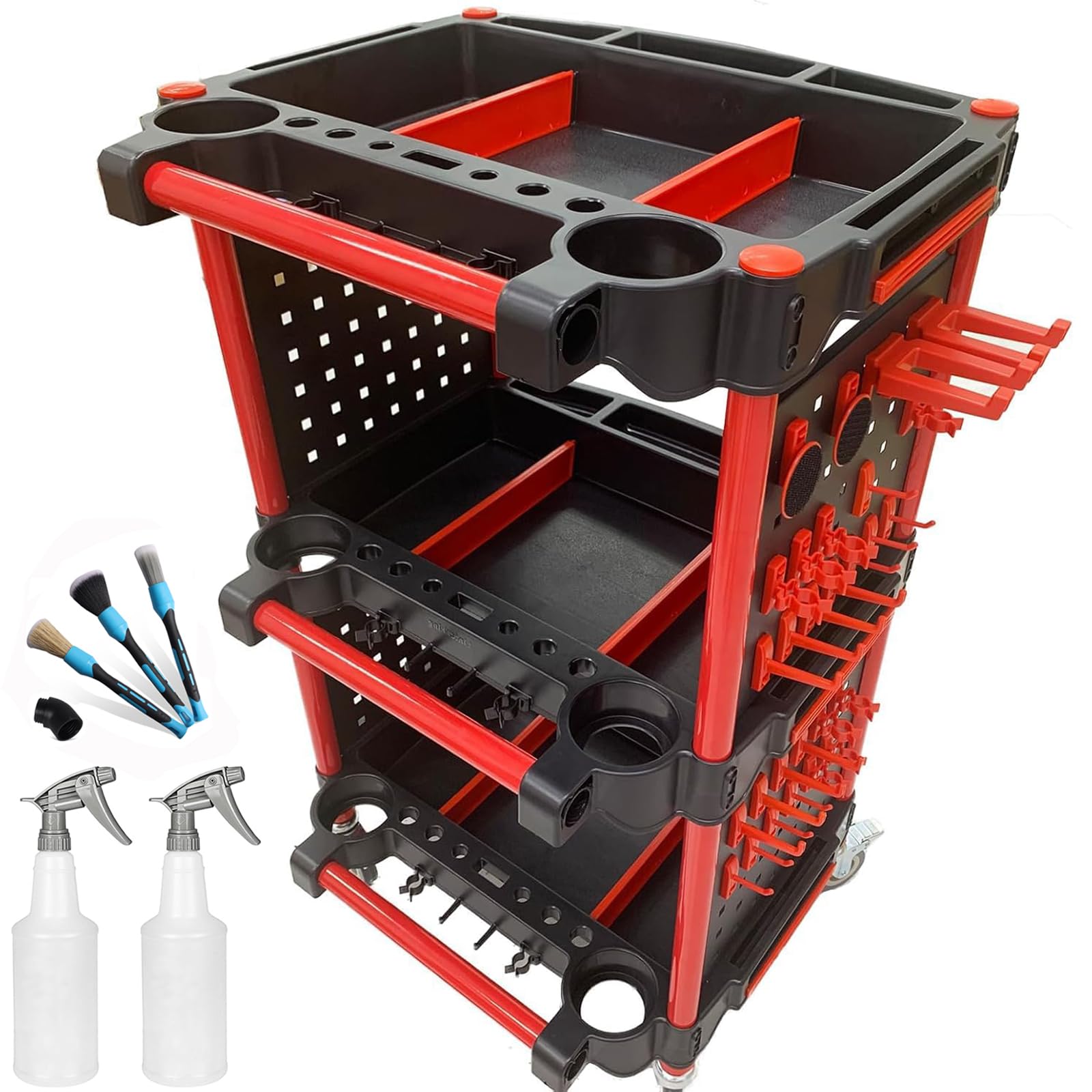 Linforking Car Detailing Cart – Auto Detailing Tool Cart with 4 Tool ...