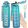 Amazon.com: QLUR Water Bottle with Straw, 32 oz Motivational Water Bottles with Time Marker to ...
