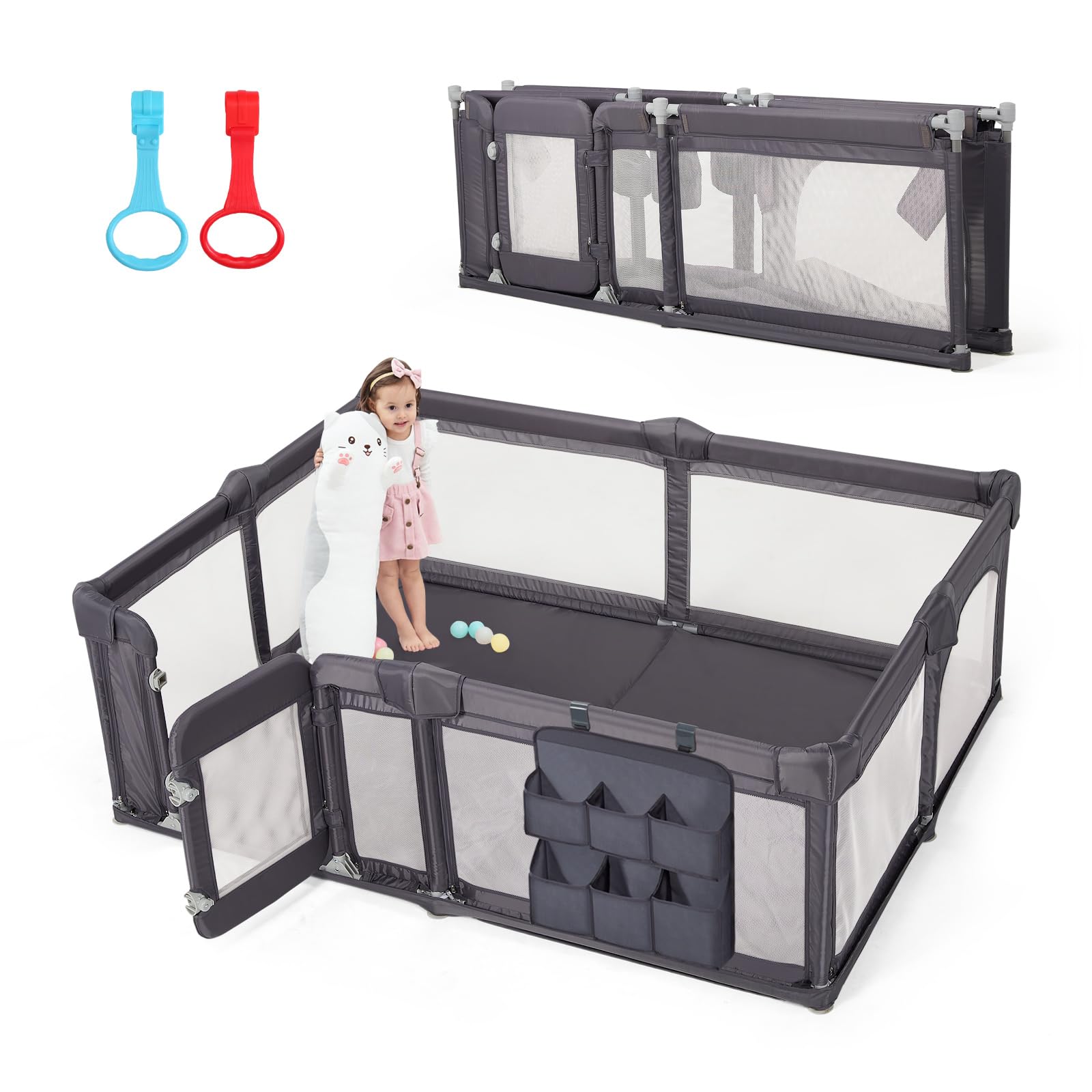 Baby Playpen,79"x59" Foldable Playpen for Babies and Toddlers with Gate ...