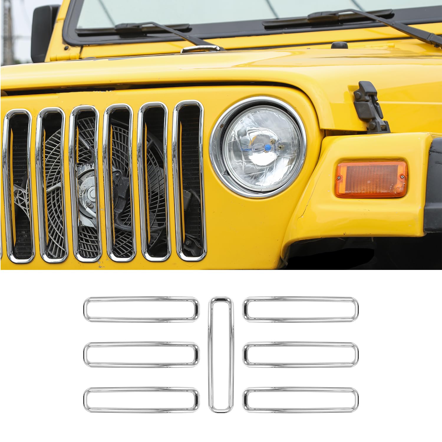 Front Grill Inserts for Jeep Wrangler TJ 1997-2006 (Chrome) for sale ...
