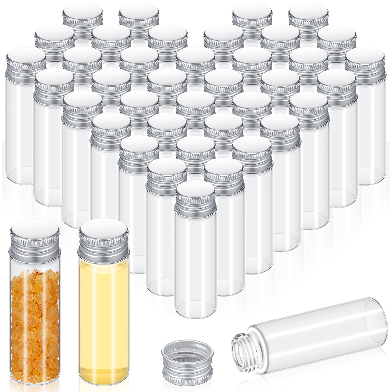 Didaey 100 Pcs Small Clear Vials Spice Mini Jars with Lids Mini Glass ...