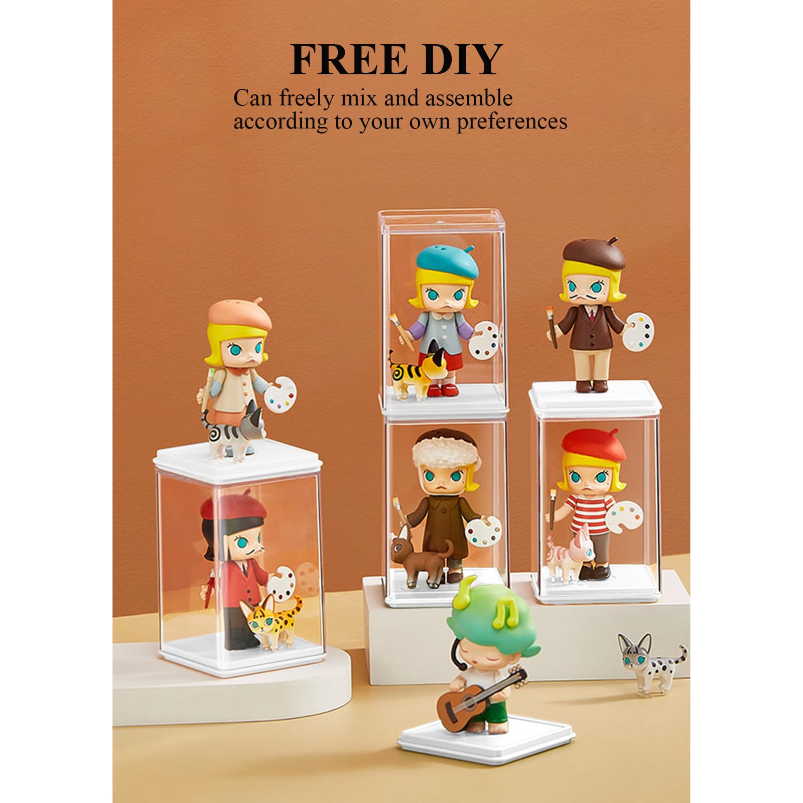 Mua 6 PCS Display Boxes Clear Acrylic Figures Display Case Stackable ...