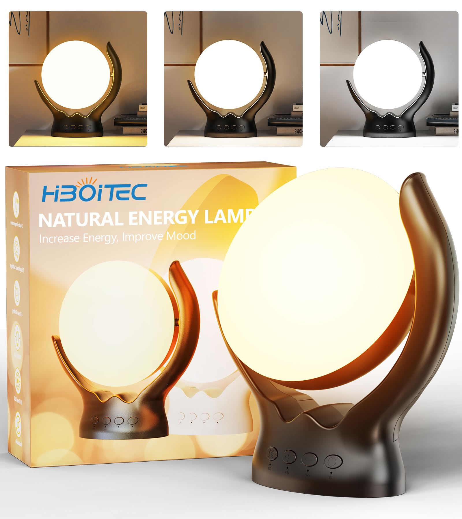 HIBOITEC Light Therapy Lamp, UV-Free 10000 Lux Therapy Light, Rotatable ...