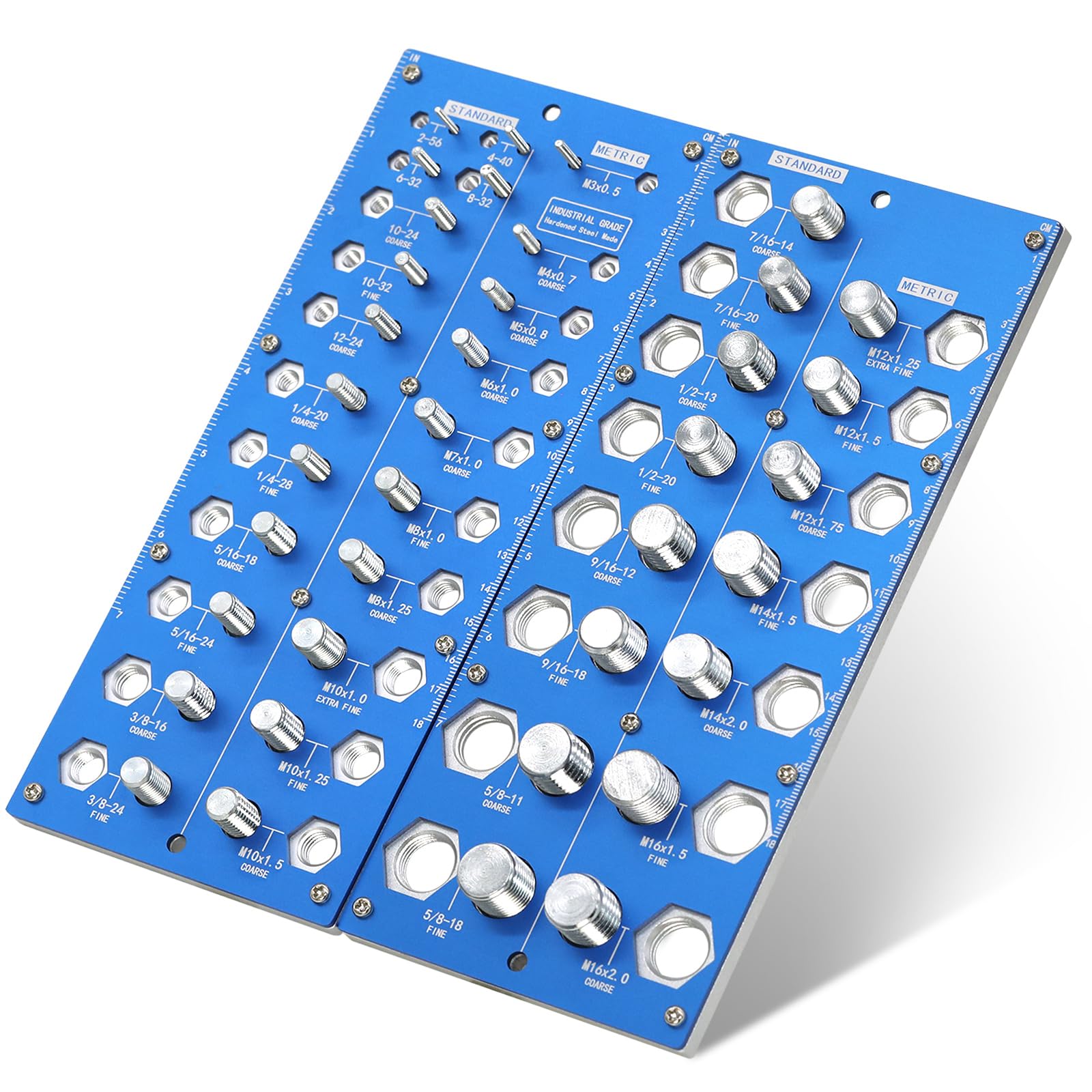 Aogbra Inch and Metric Thread Checker, Nut and Bolt Thread Checker ...