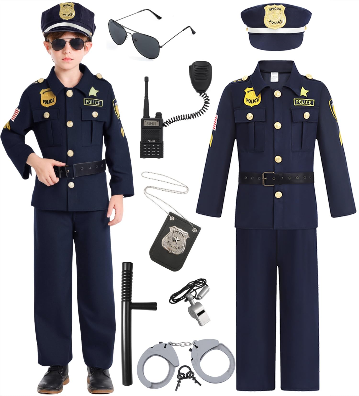 Police Officer Costume Boys Kids Cop Costume Set Toddler Halloween ...