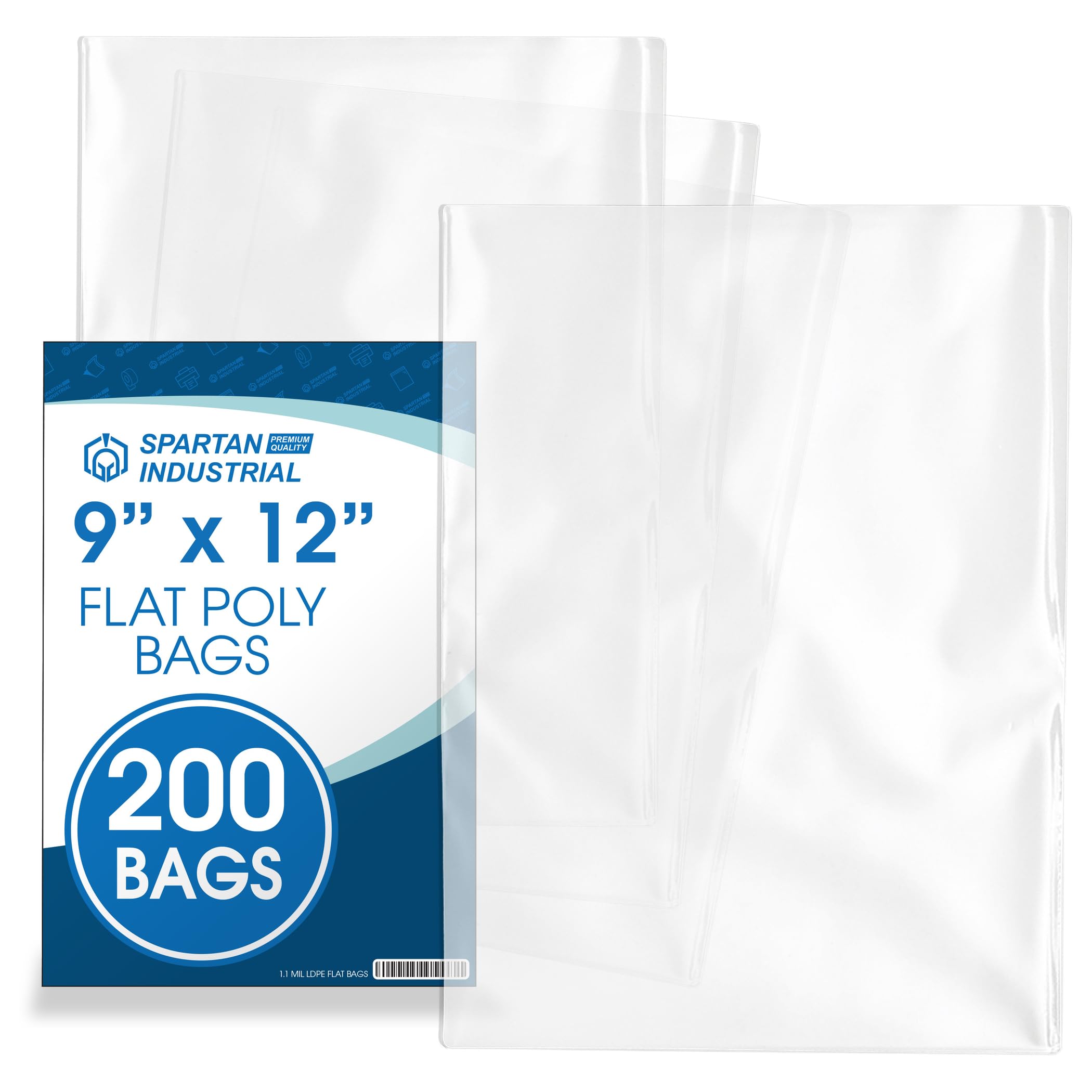 Spartan Industrial - 9" X 12" Open-End Flat Bags (200 Count) 1.1 Mil ...
