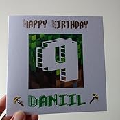 Personalised Minecraft Happy Birthday Greeting Card Age Name - computer ...