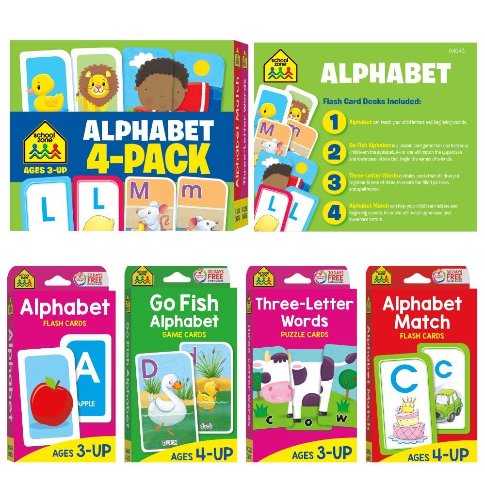 Mua School Zone Alphabet 4-Pack Flash Cards: 56 Cards, Preschool ...
