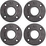 PIPE DECOR 2" Malleable Iron Floor Flange 4 Pack, Industrial Steel Grey ...