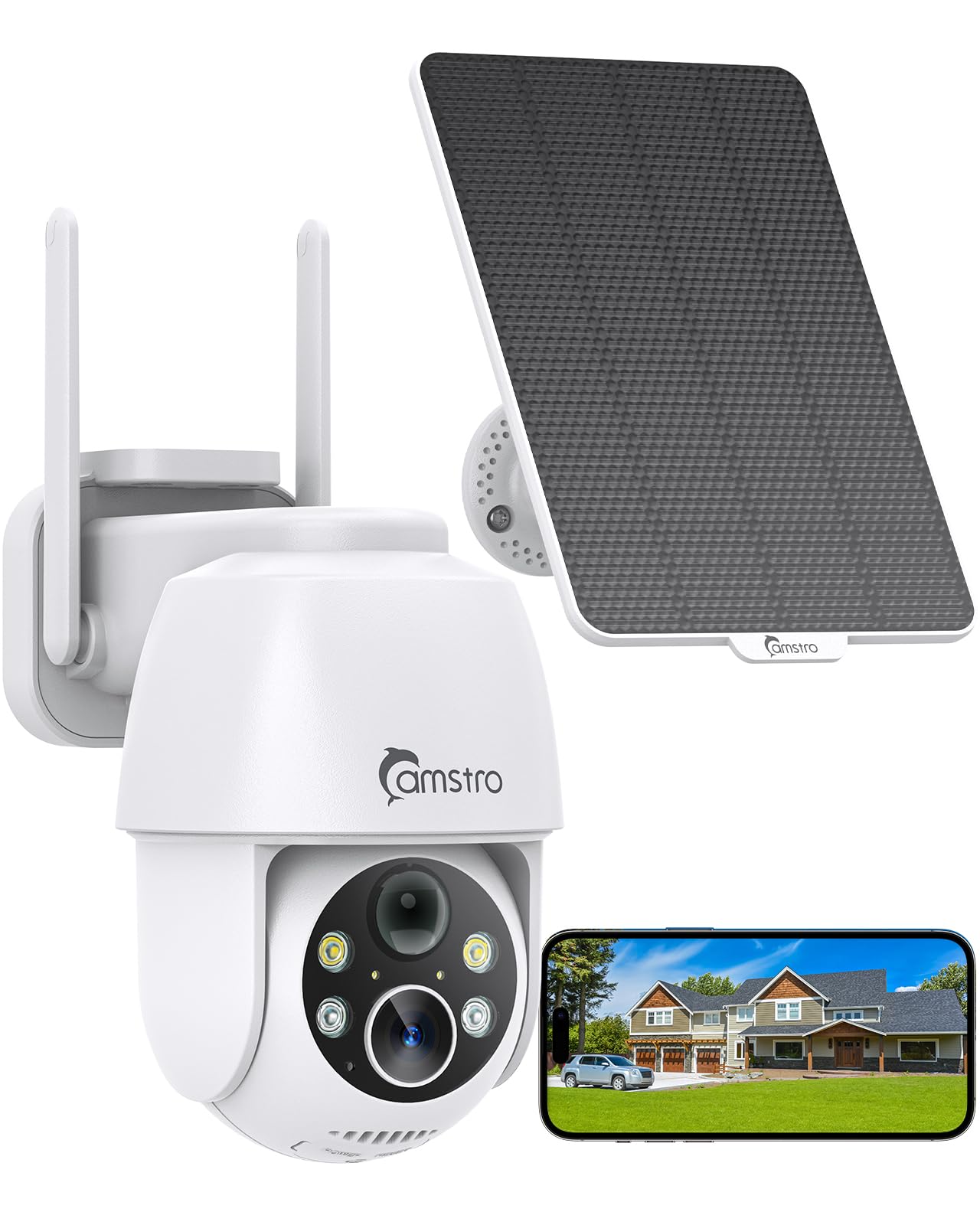 CAMSTRO 2K Solar Security Cameras Wireless Outdoor, WiFi Cameras for ...