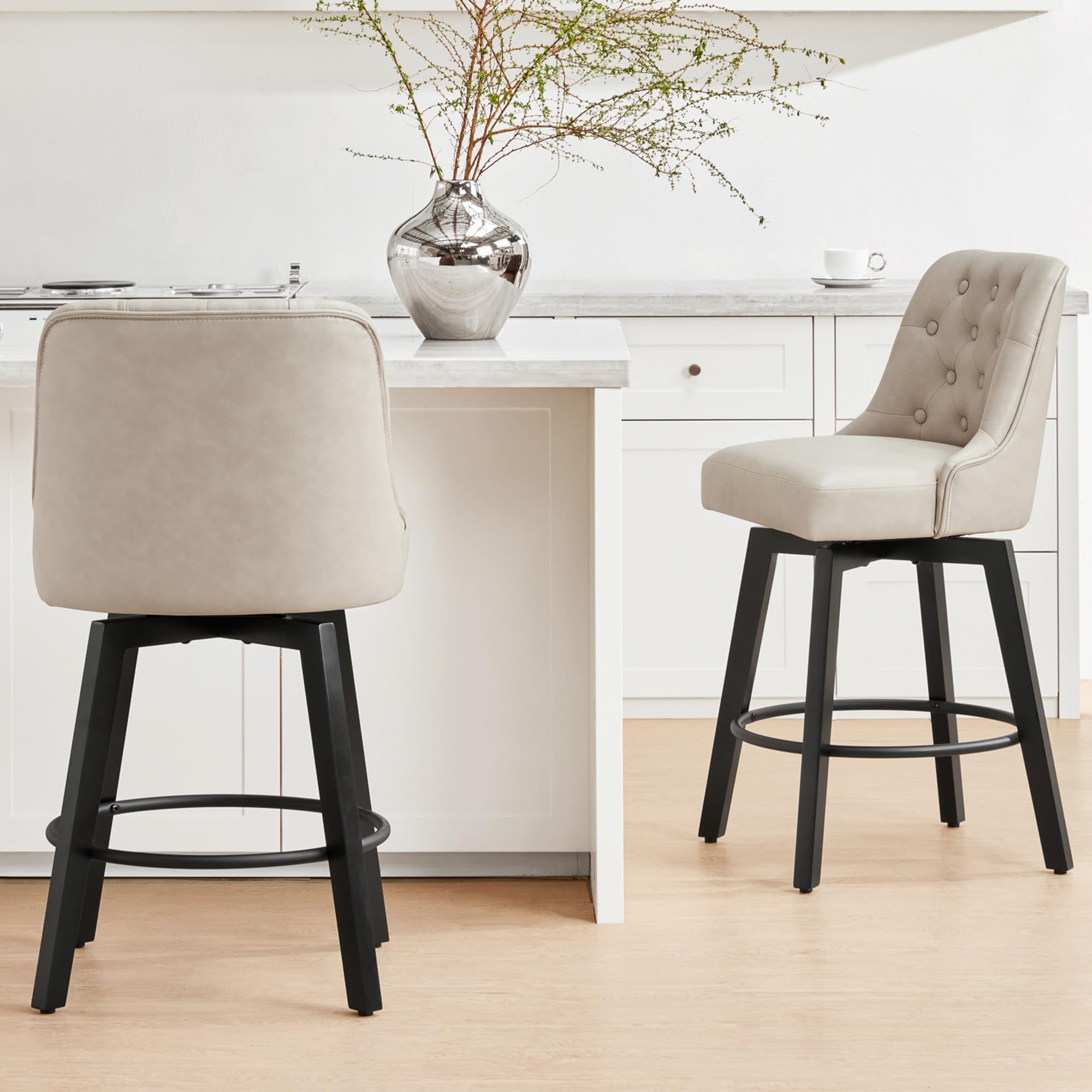 KISLOT Counter Height Swivel Barstools with Back,26" H Seat Height ...