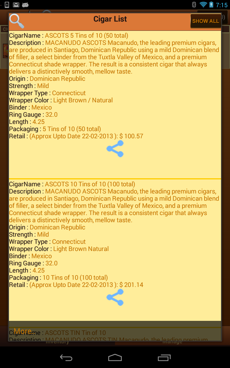 Cigar Inventory Tracker:Amazon.co.uk:Appstore for Android