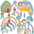 Amazon.com: Lewo Wooden Building Blocks for Toddlers, 46 Pcs Montessori ...