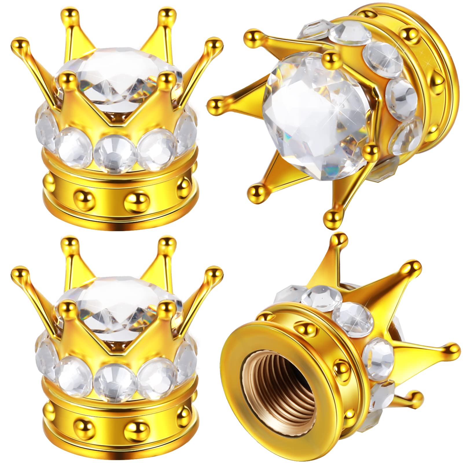 4 Pieces Crown Tire Valve Stem Caps Bling Handmade Crystal Rhinestone ...