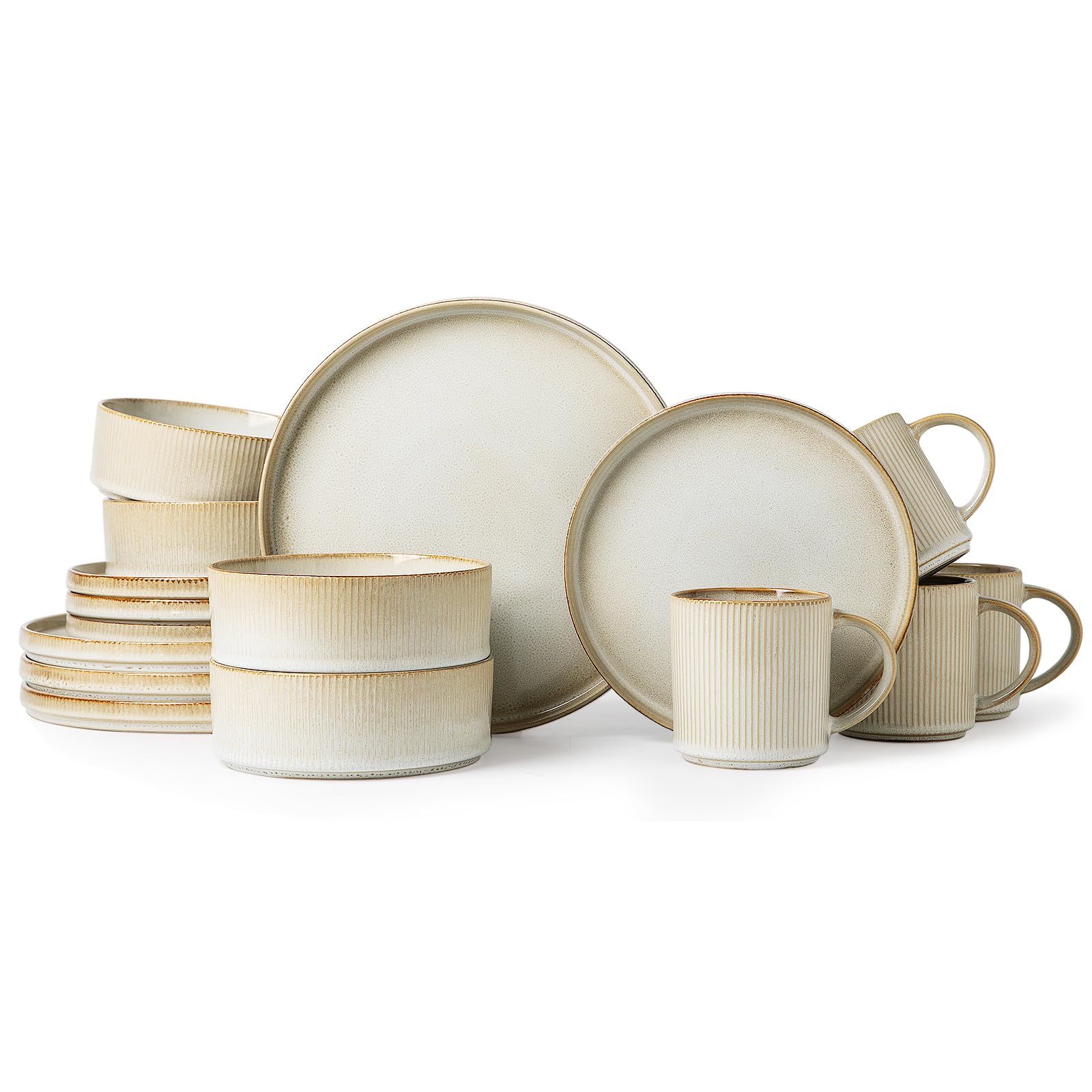 MONITO Ceramic Dinnerware 16 Pieces Dinner Set,Stoneware Plates and ...
