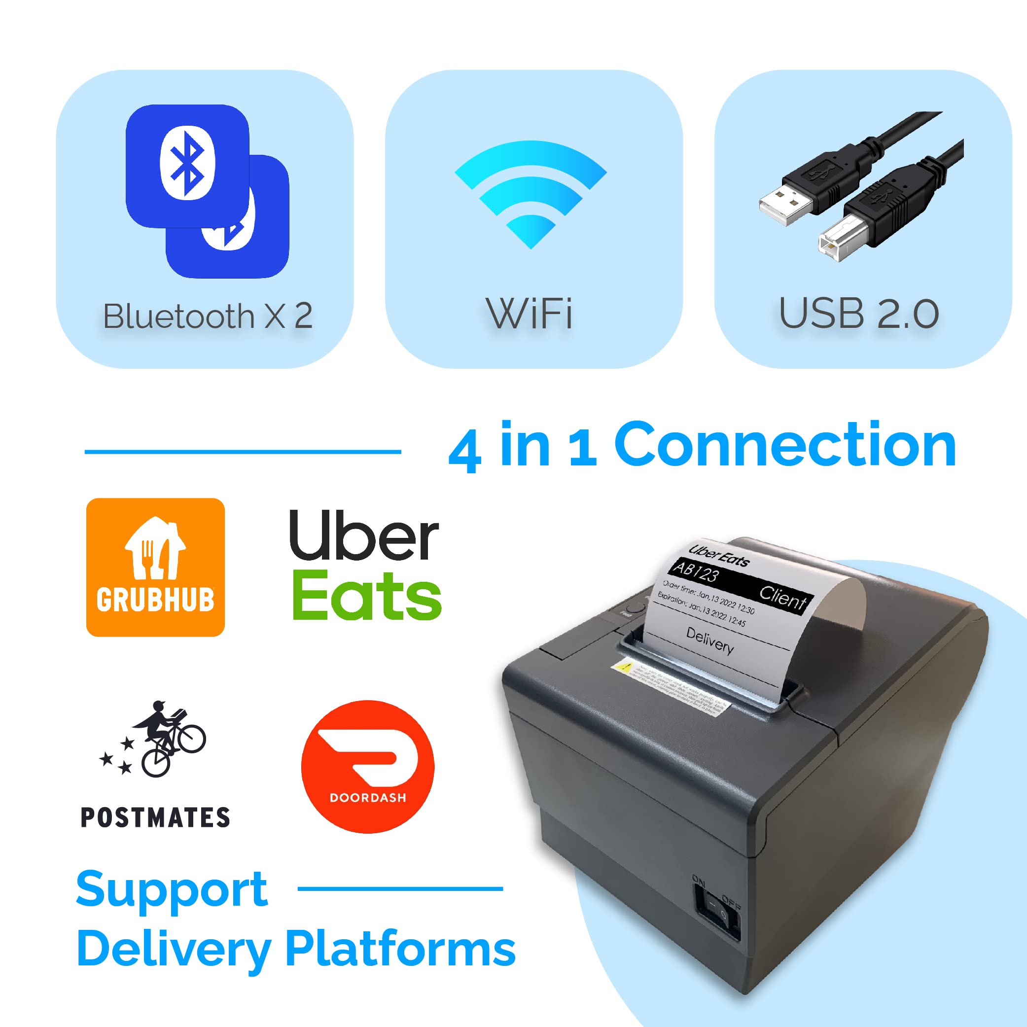 Mua MR.BOSS 3 Inch Width Receipt Thermal Printer Bluetooth WiFi USB ...