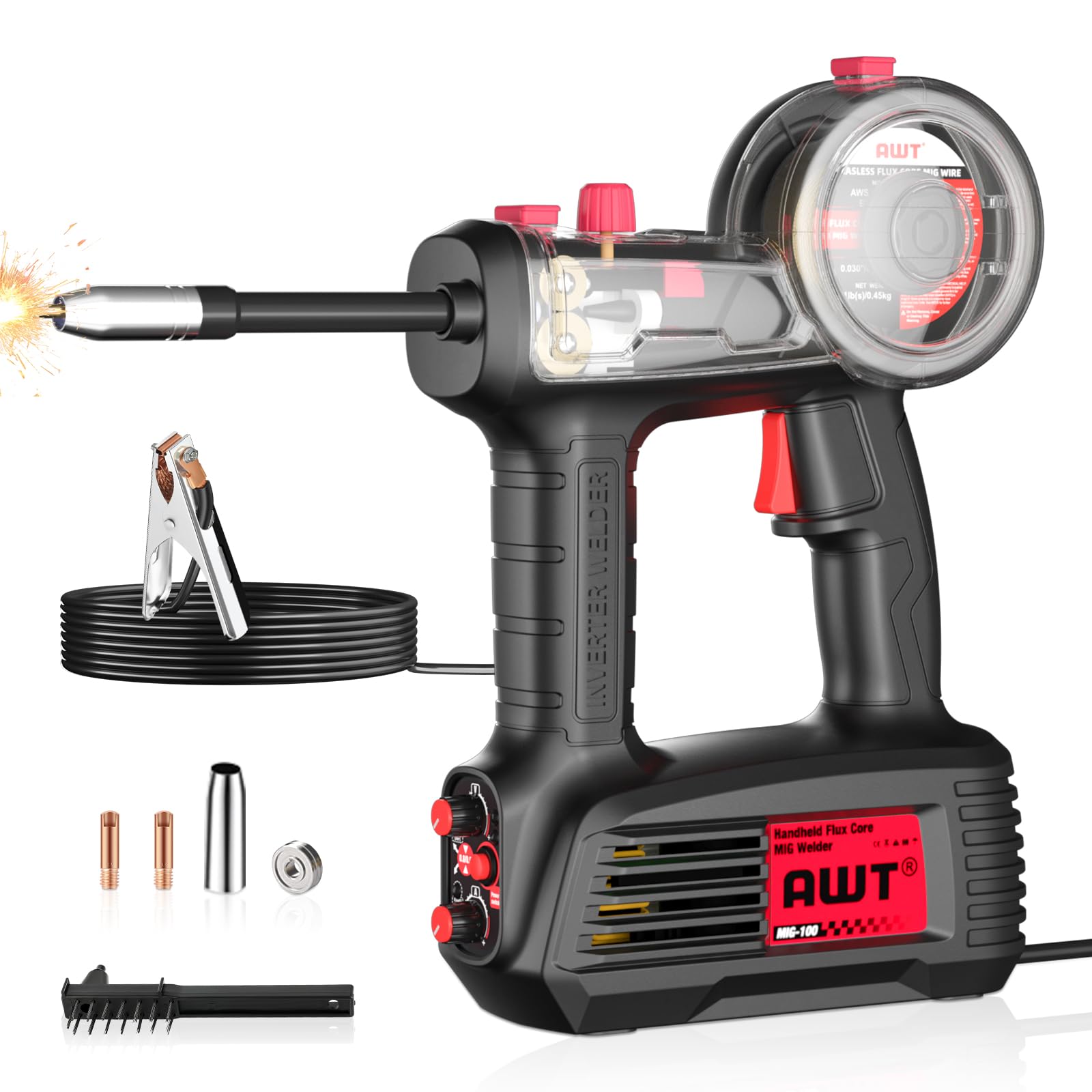 AWT 100A Handheld MIG Welder Machine,110V Flux Core MIG Welder Machine ...