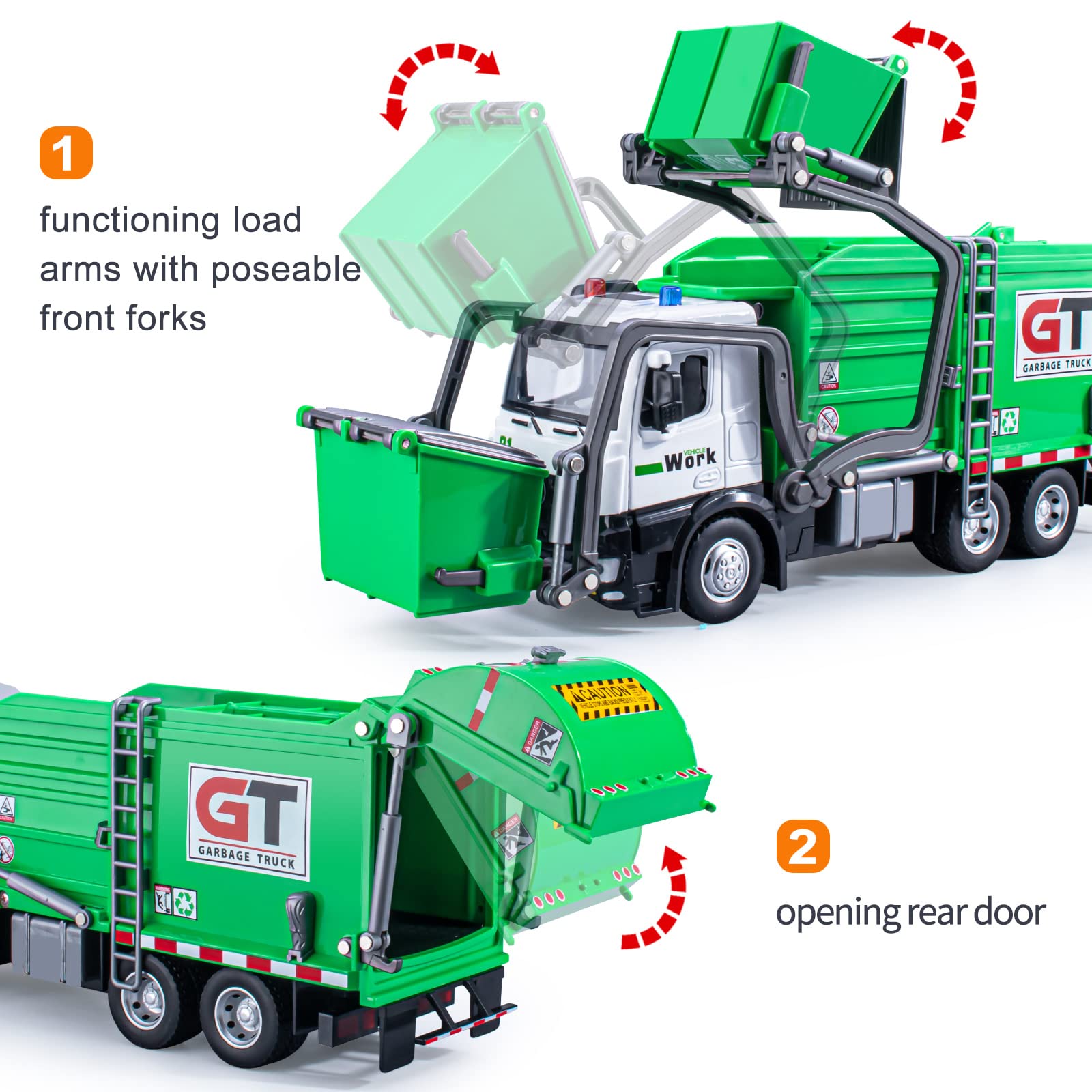 Mua Garbage Truck Toys Metal Cab, Realistic Trash Truck Toys for Boys ...