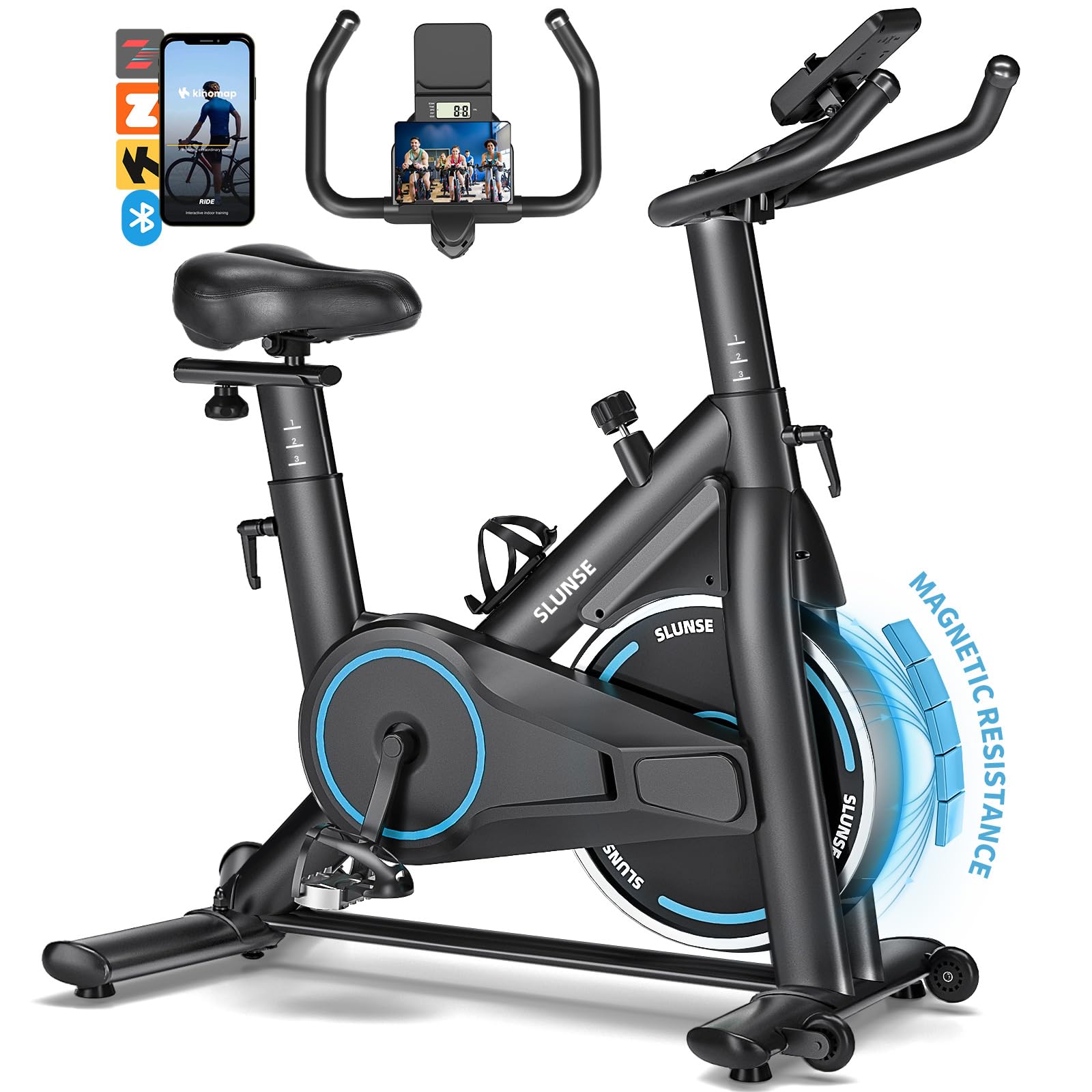 Exercise Bike, Adjustable Magnetic Resistance Stationary Bikes for Home with App Compatible ...