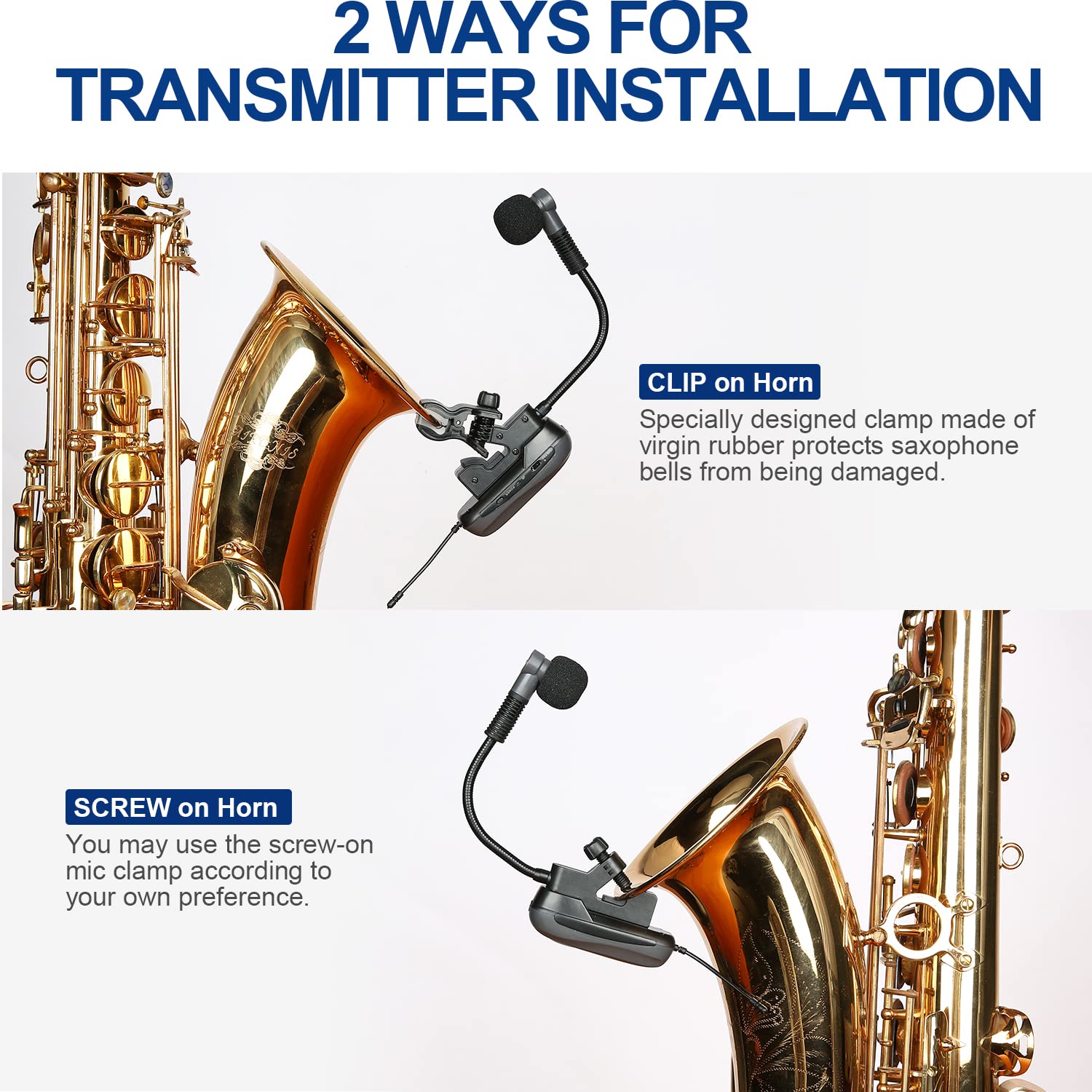Mua Saxophone Microphone Wireless Condenser Gooseneck Live and Recording System Clip-on Sax Mic ...