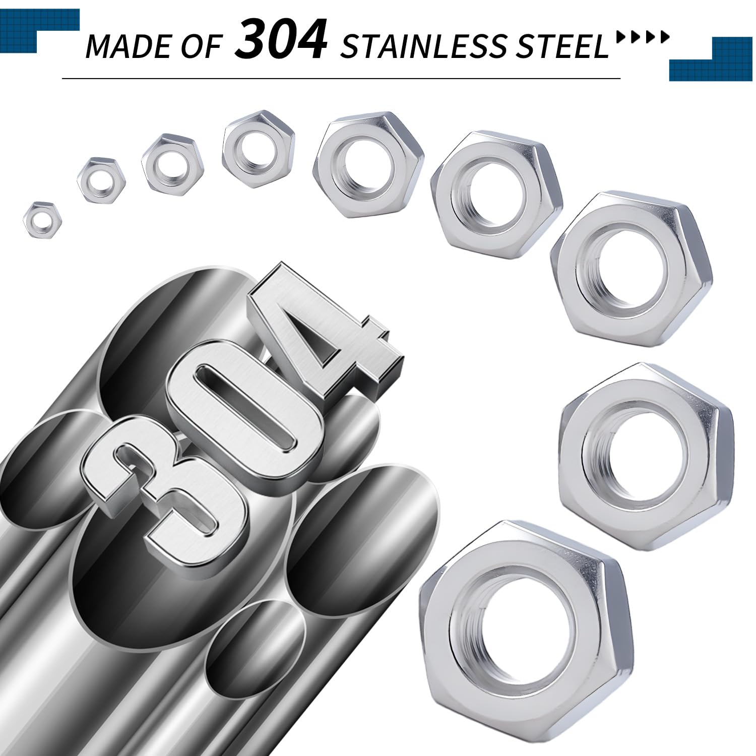 Mua 400 PCS Metric Hex Nuts Assortment Kit,M2 M2.5 M3 M4 M5 M6 M8 M10 M12 Stainless Assorted Hex ...