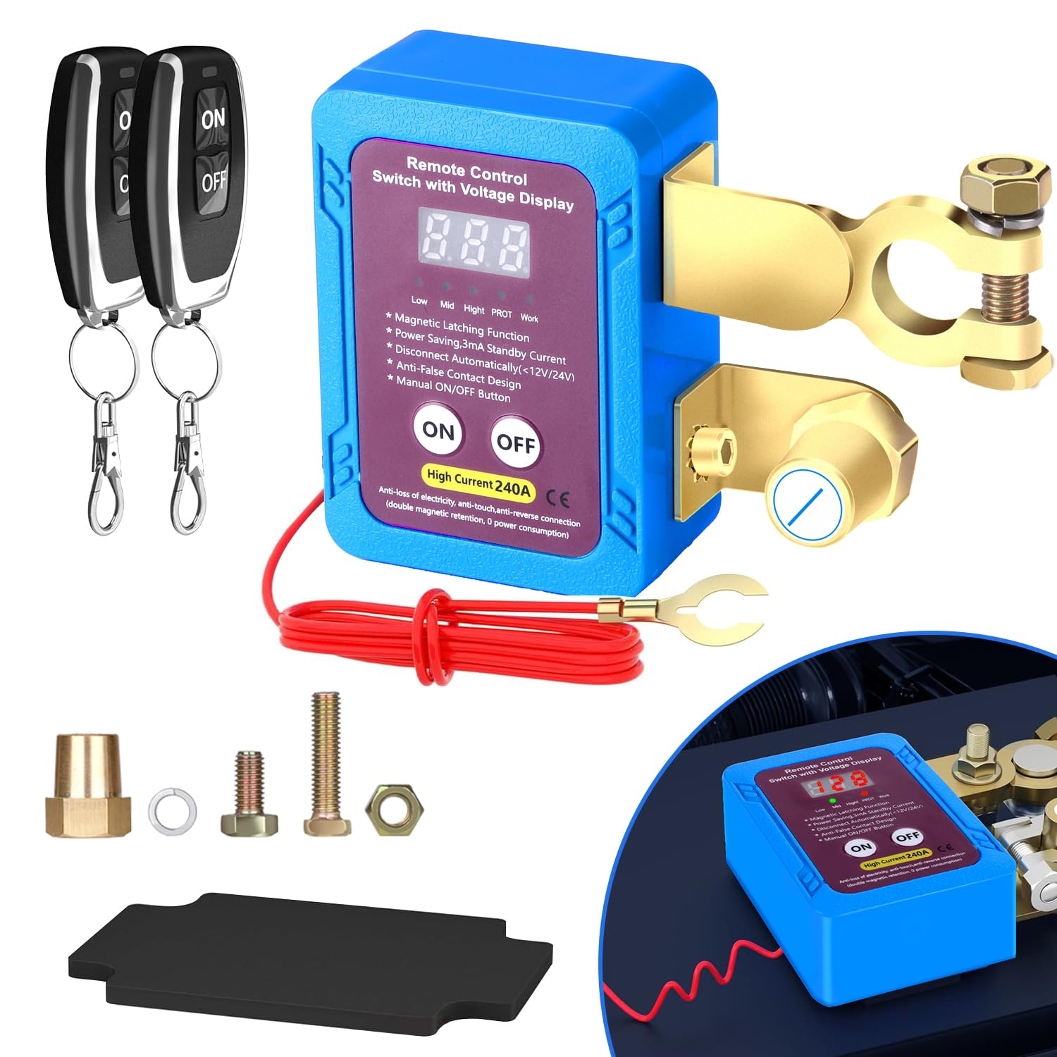 URPiRE Upgrade Kill Switch for Car, with Led Voltage Display, Remote ...