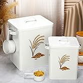 Amazon.com: Hushee 2 Sets Metal Rice Storage Container Square Rice ...