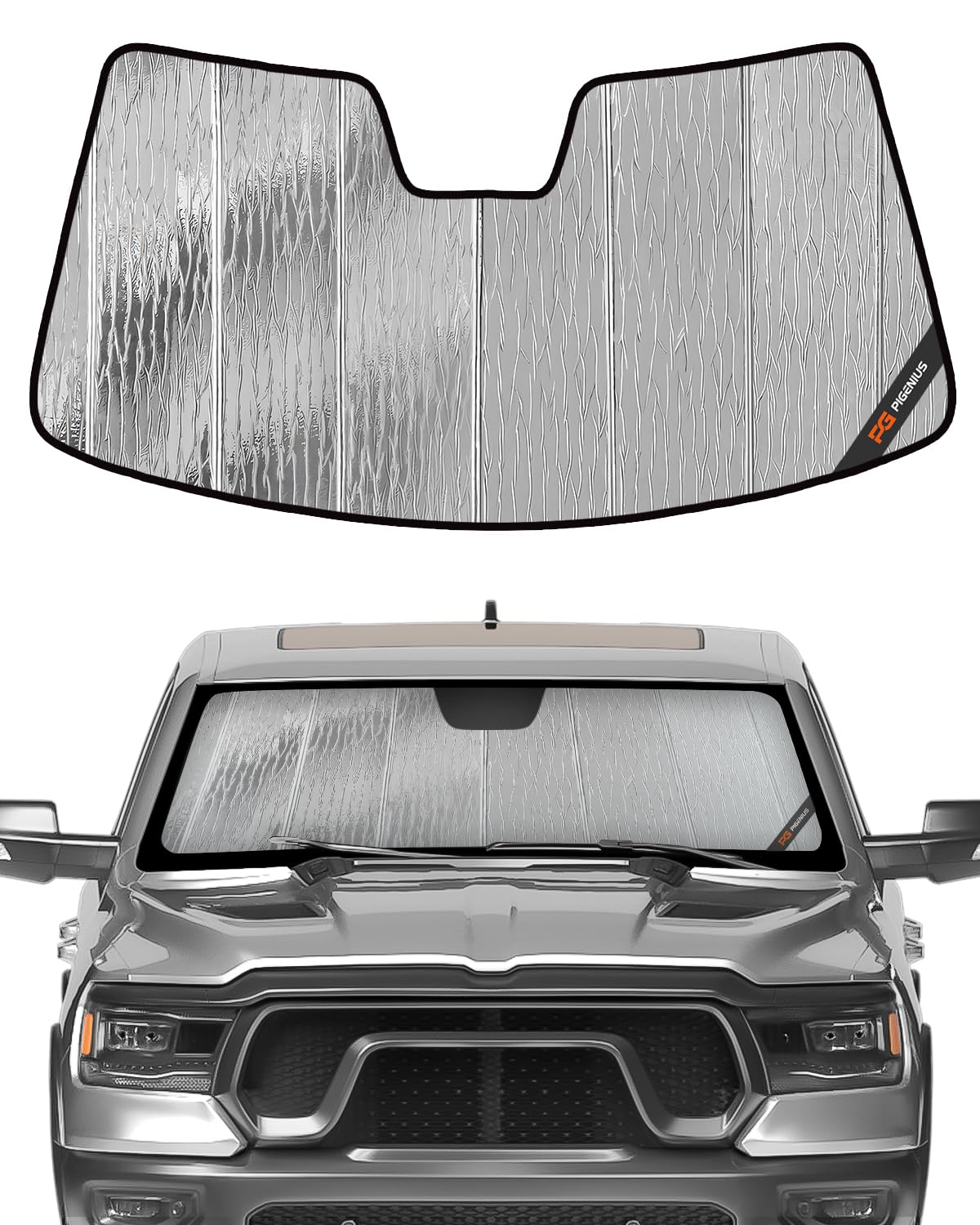 Pigenius Windshield Sun Shade for Ram 1500 2019-2025 with 10 inch Wide ...