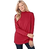 Woman Within Women's Plus Size Perfect Long-Sleeve Turtleneck Tee Shirt ...