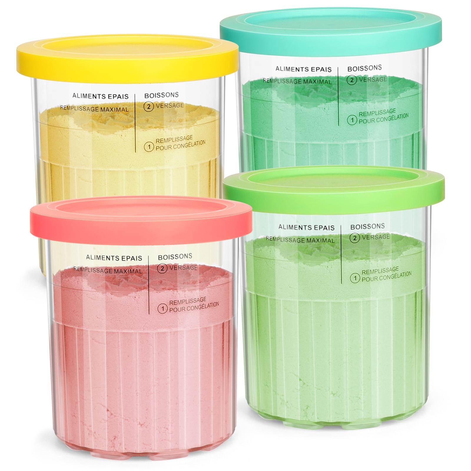 Compatible with Ninja NC500 NC501 Creami Deluxe Pints and Lids,24oz ...