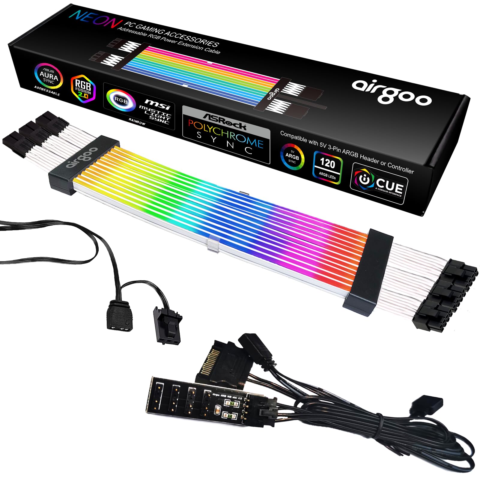 Mua airgoo Addressable RGB Triple 8 PIN (6+2) GPU Cable V2, Addressable ...