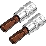 uxcell 2pcs 1/4" Drive x H3 (3mm) Hex Bit Socket, S2 Steel Bits CR-V Sockets 1.5" Length Use ...