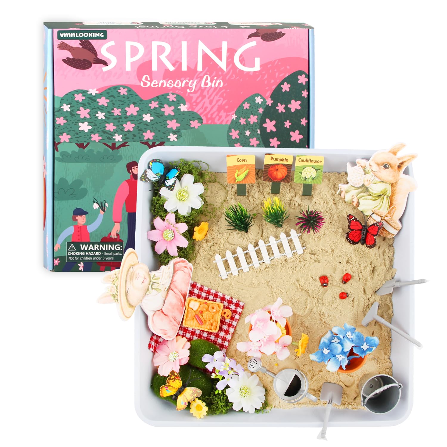 VMNlooking Spring Sensory Bin for Kids,Flower Garden Sensory Bin ...