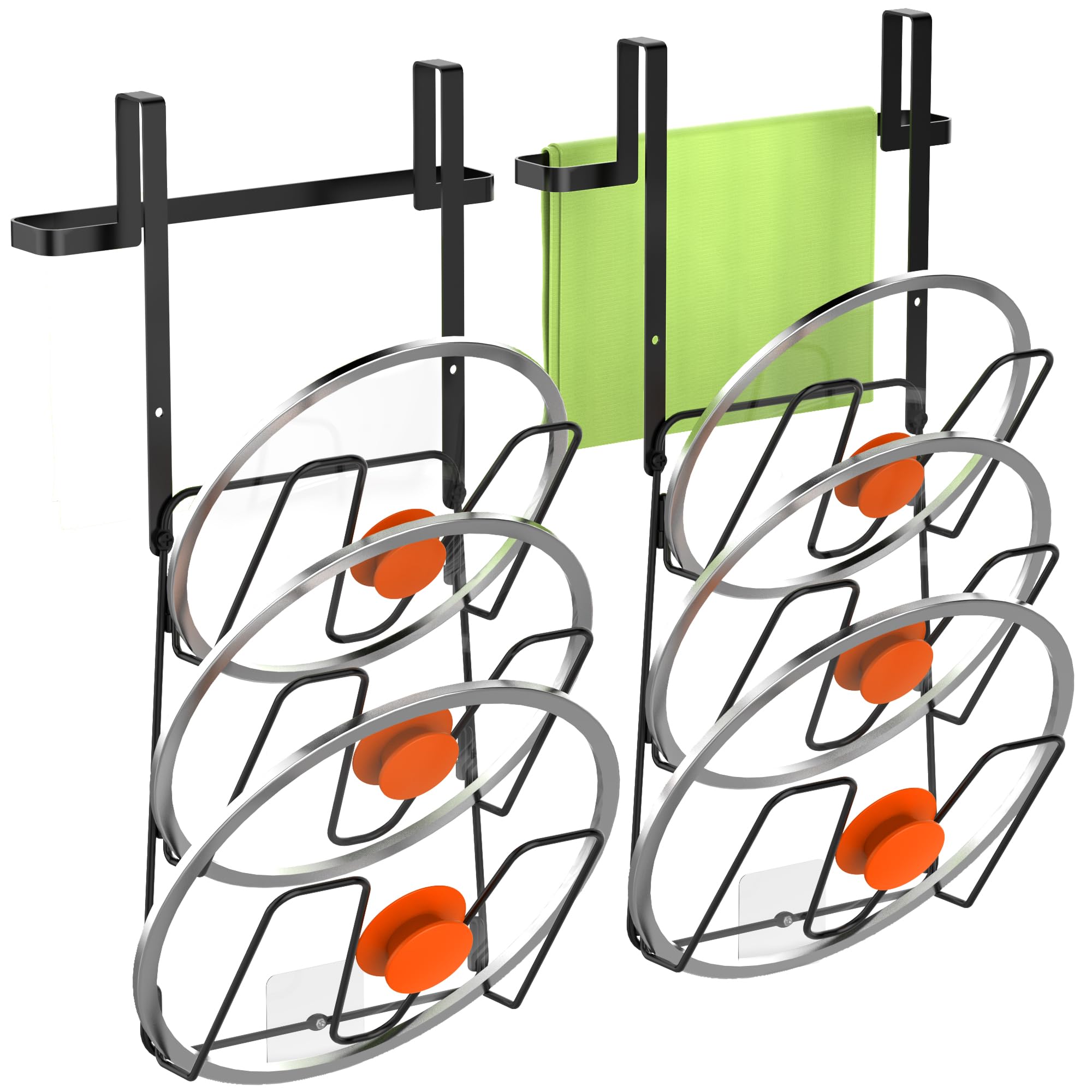 YIGII 2 Pack Pot Lid Organizer for Cabinet, 6-Tier Pot Lid Holder Over ...