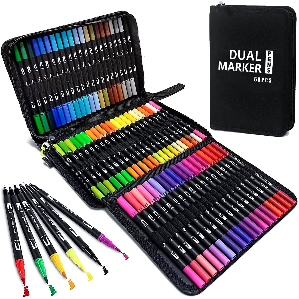 Mua Markers for Adult Coloring 60 Dual Brush Marker Pen Set with Case ...