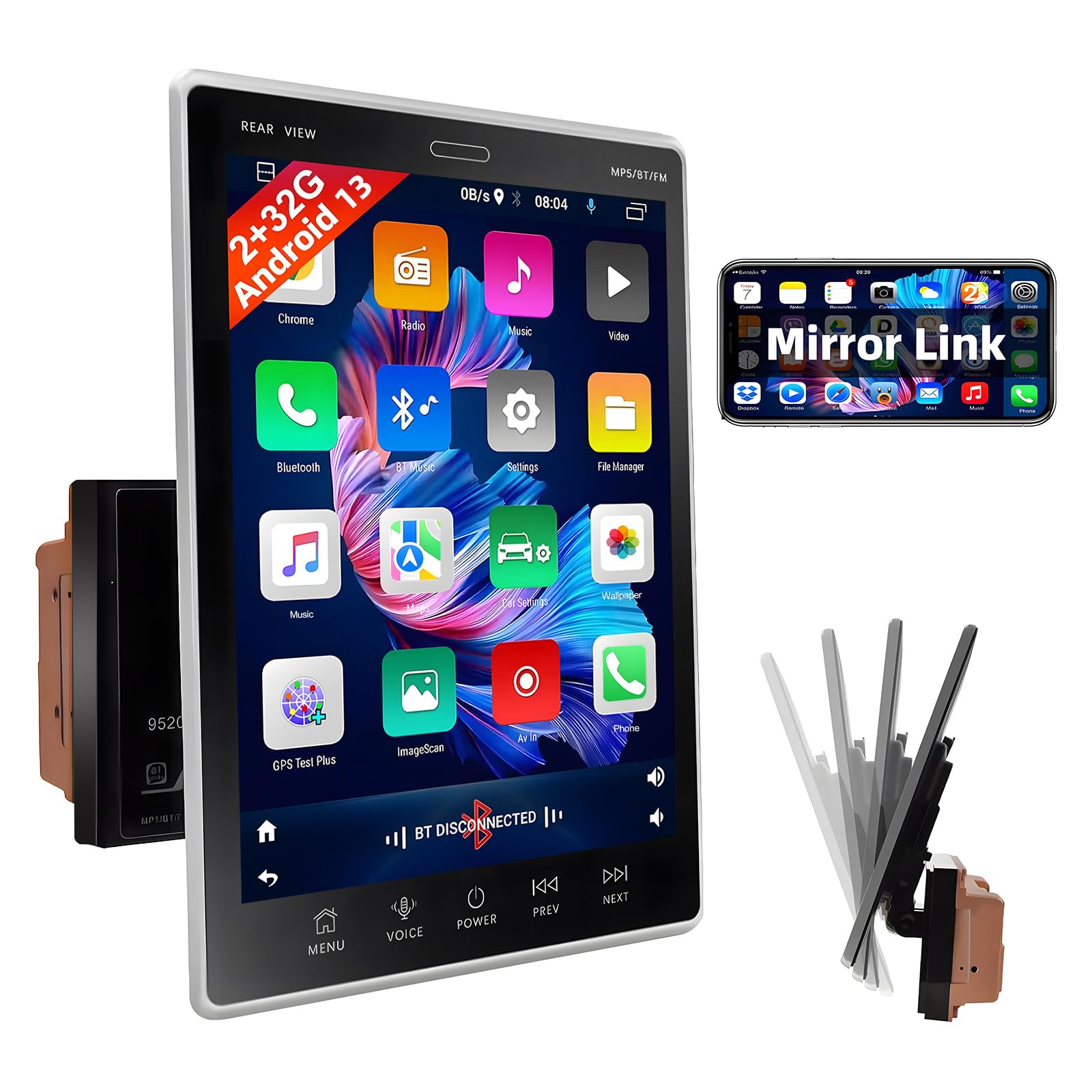 Podofo Double Din Android Car Stereo 9.5 Inch Vertical Touchscreen 2 ...