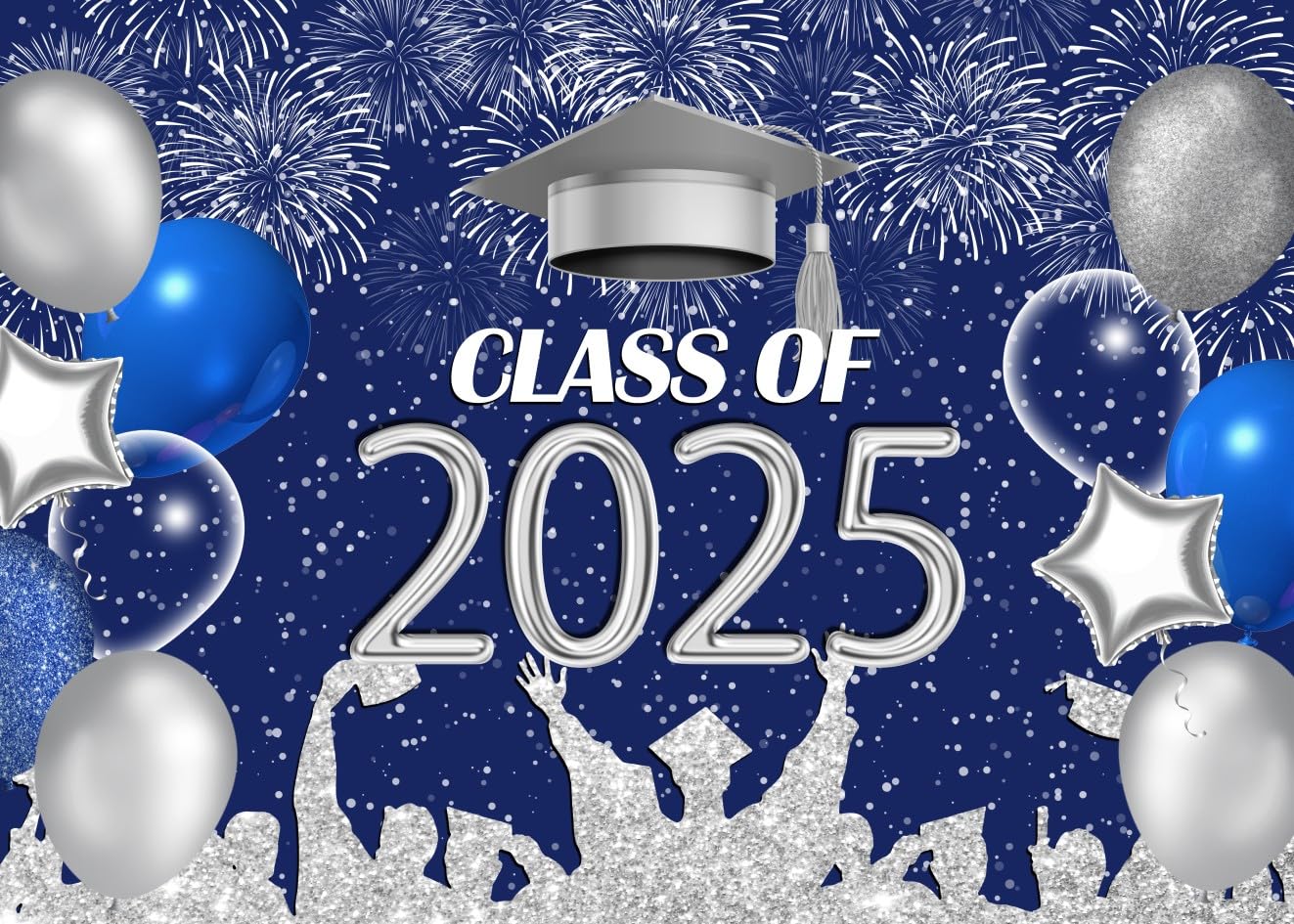 SJOLOON Class of 2025 Backdrop Graduation Photo Backdrop Royal Blue ...
