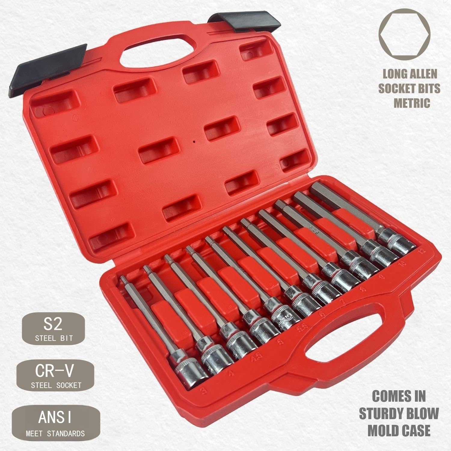 Mua SUNHZMCKP 11 Piece Long Allen Socket Set 3/8" Drive, Metric(3-12 mm ...