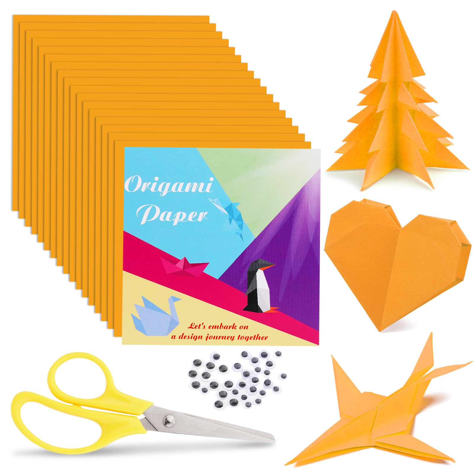 Origami Paper,200 Sheets Bright Yellow Double Sided Origami Paper Kit 6 ...