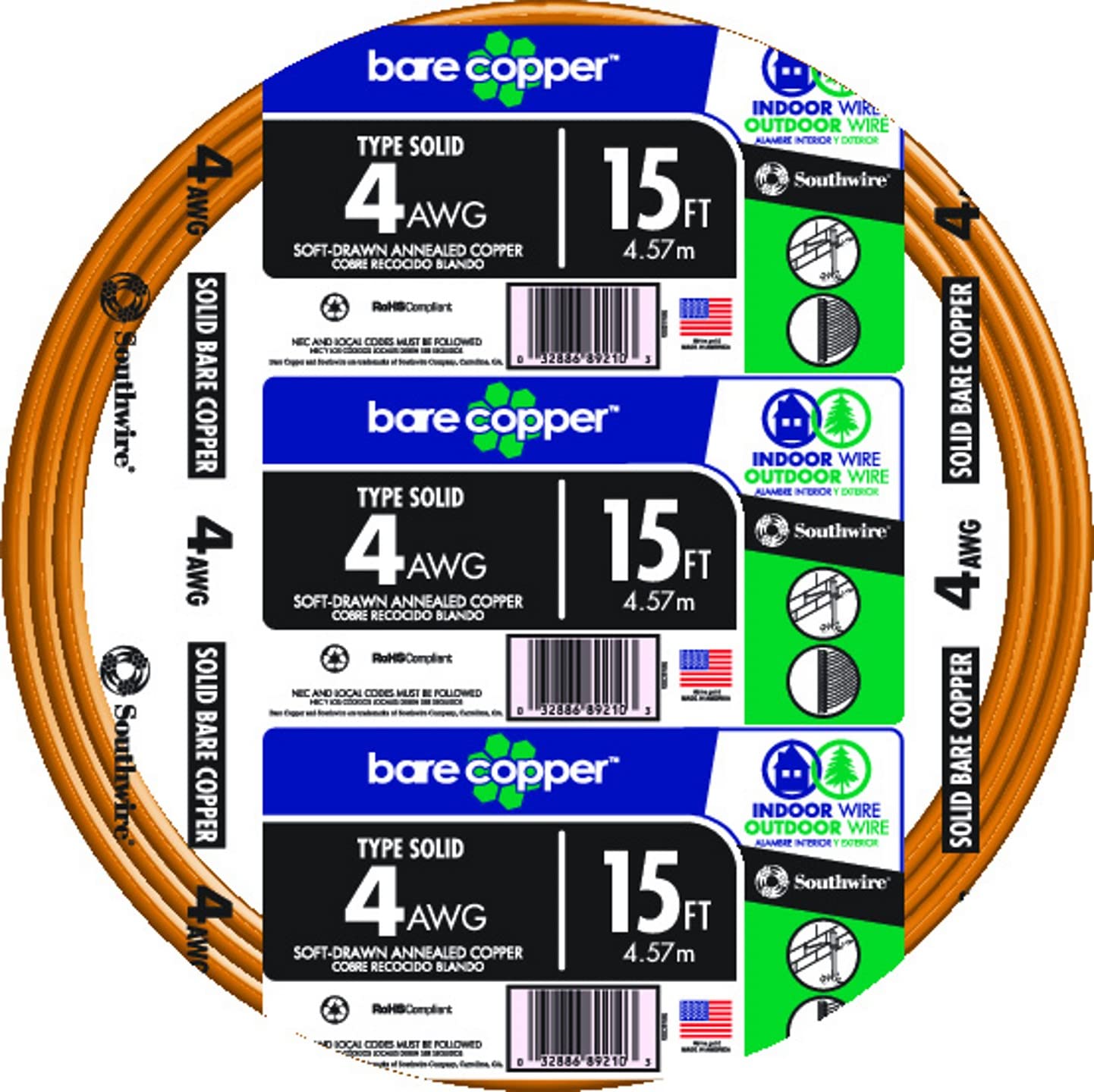 Mua 15 ft. 4-Gauge Solid SD Bare Copper Grounding Wire trên Amazon Mỹ ...