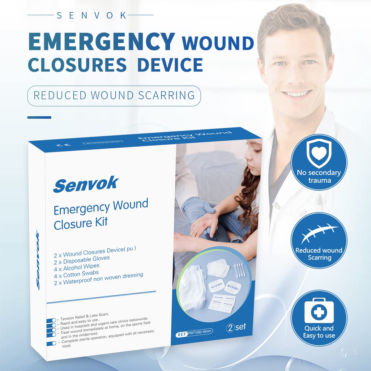 Mua Emergency Wound Closure Device, 2 Pcs Zip Stitch Butterfly Bandaids ...
