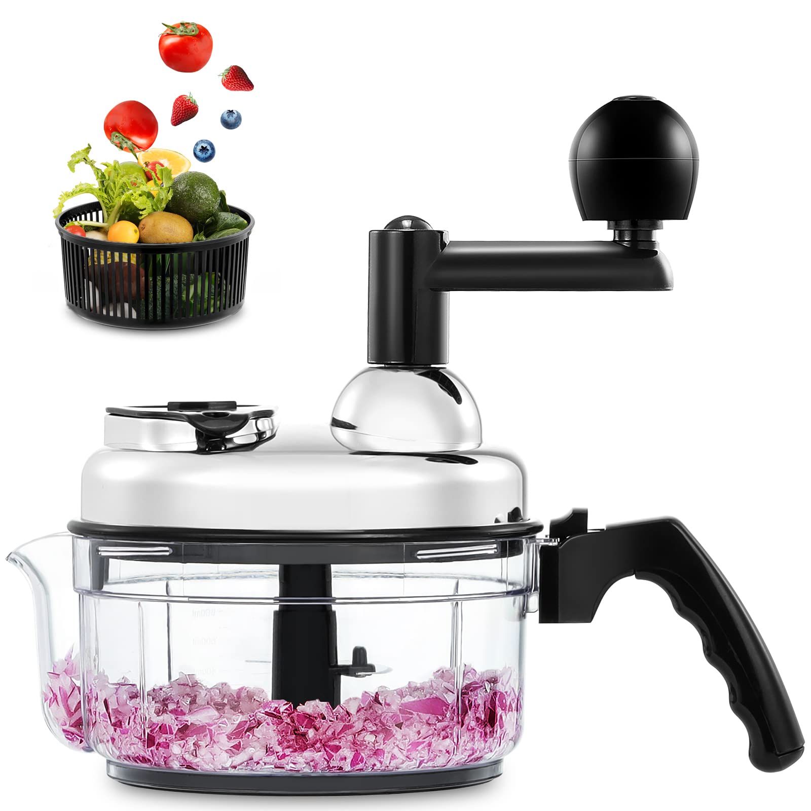 Geedel Hand Food Chopper, Vegetable Quick Chopper Manual Food Processor ...