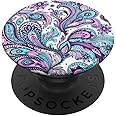 Amazon.com: Gorgeous Lavender Blue and White Paisley Design PopSockets ...