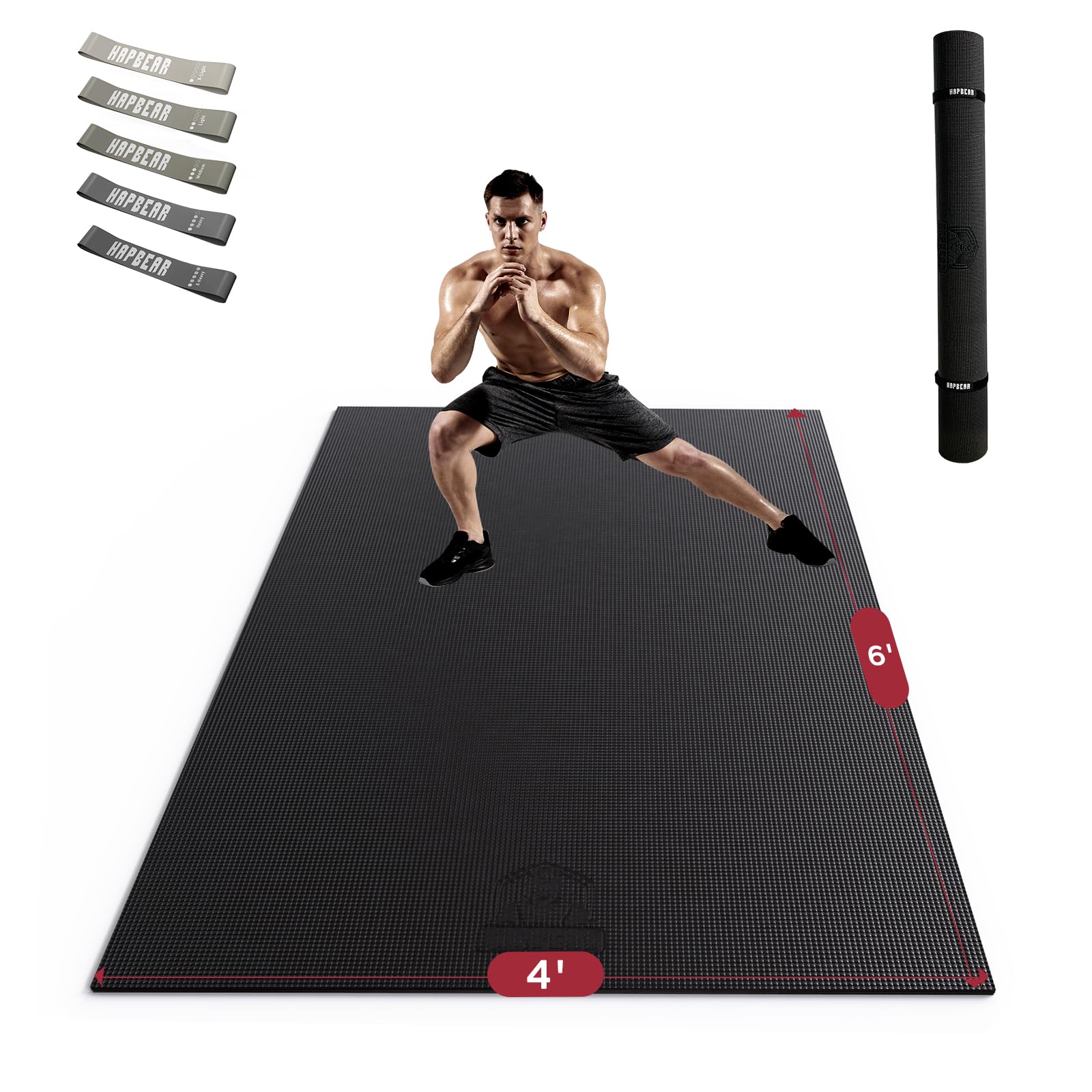 HAPBEAR Extra Large Exercise Mat-7'x5'/6'x4'x8mm(1/3 inch), Non-Slip ...