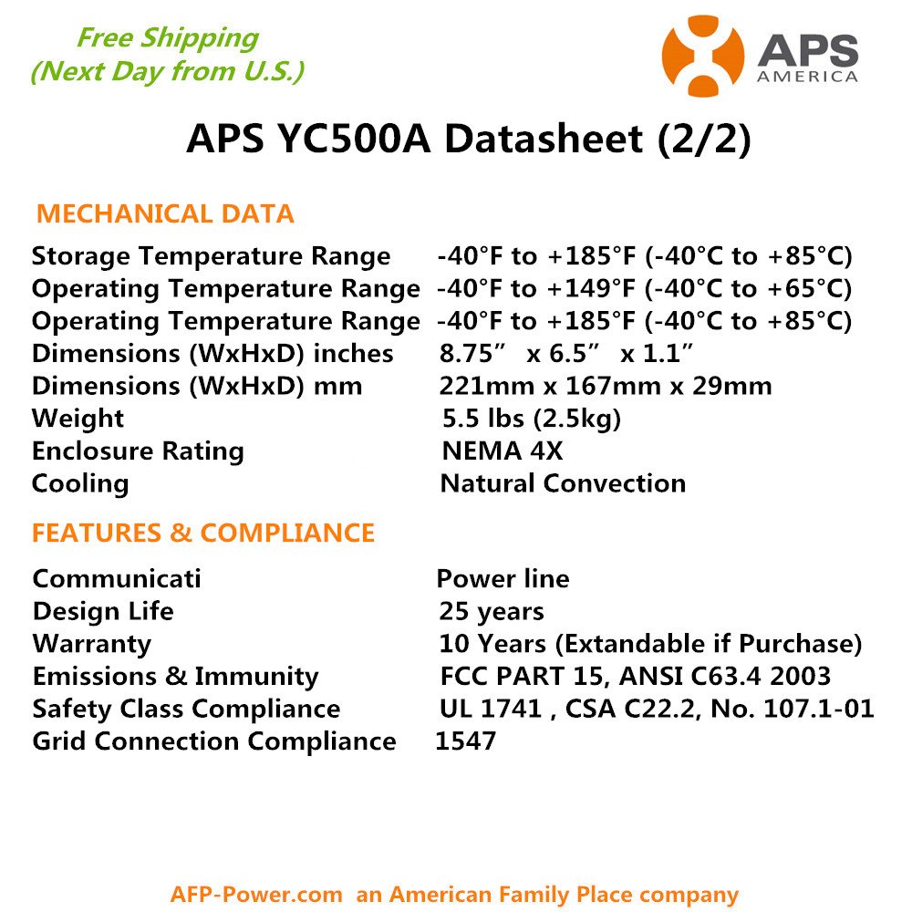 APS YC500A- Microinverter One Inverter For Two Solar Panels on Galleon Philippines
