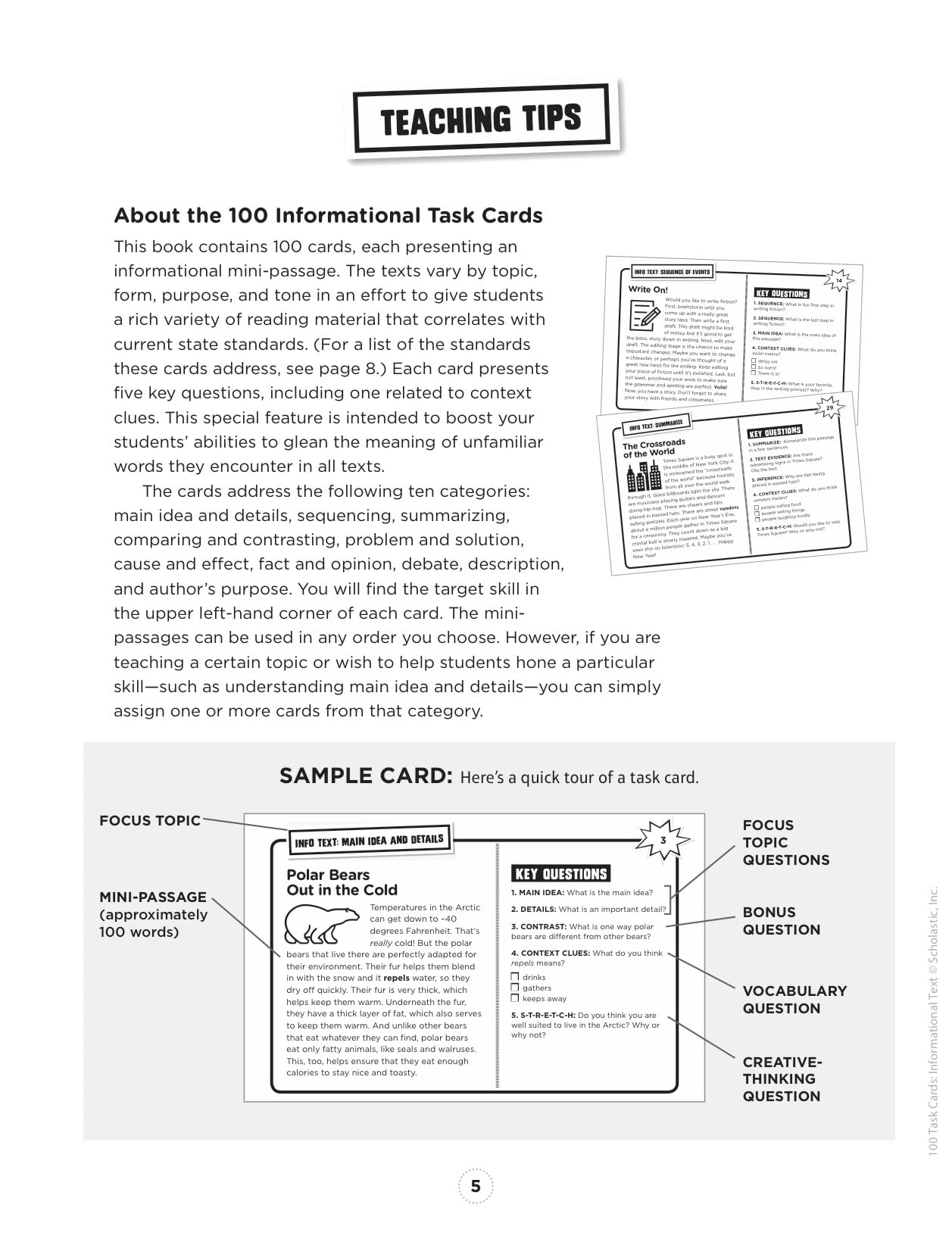 Mua 100 Task Cards: Informational Text: Reproducible Mini-Passages With ...