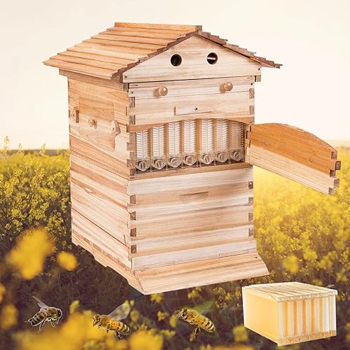 Flows Hive Beehive Kit,Wooden Beekeeping House Beehive Boxes with 7 PCS ...